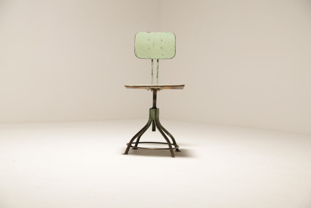 Vintage Rustic Green Painted Industrial Chair | The Vintage Hub
