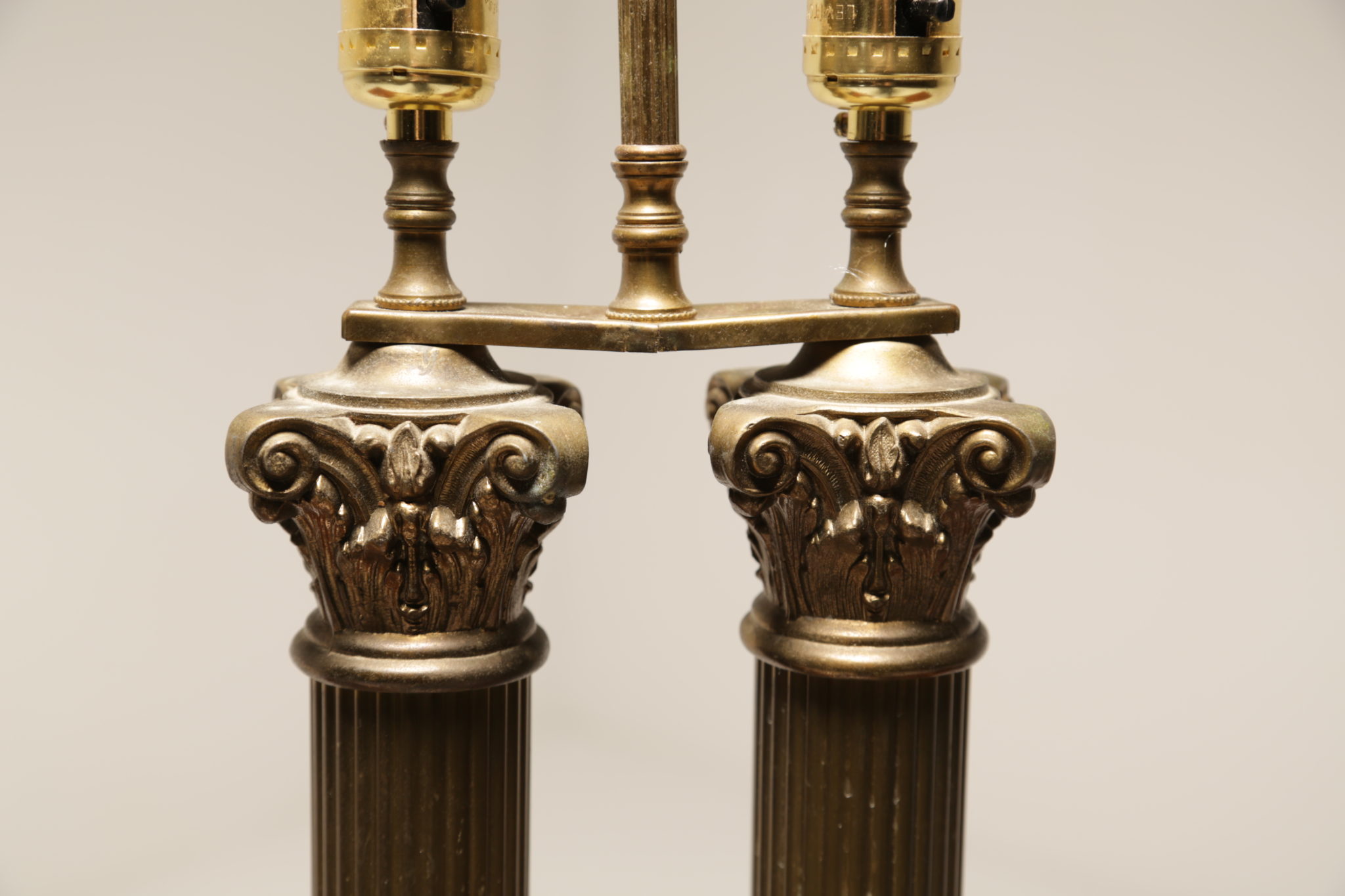 Victorian Brass Double Column Library Table Lamps | The Vintage Hub