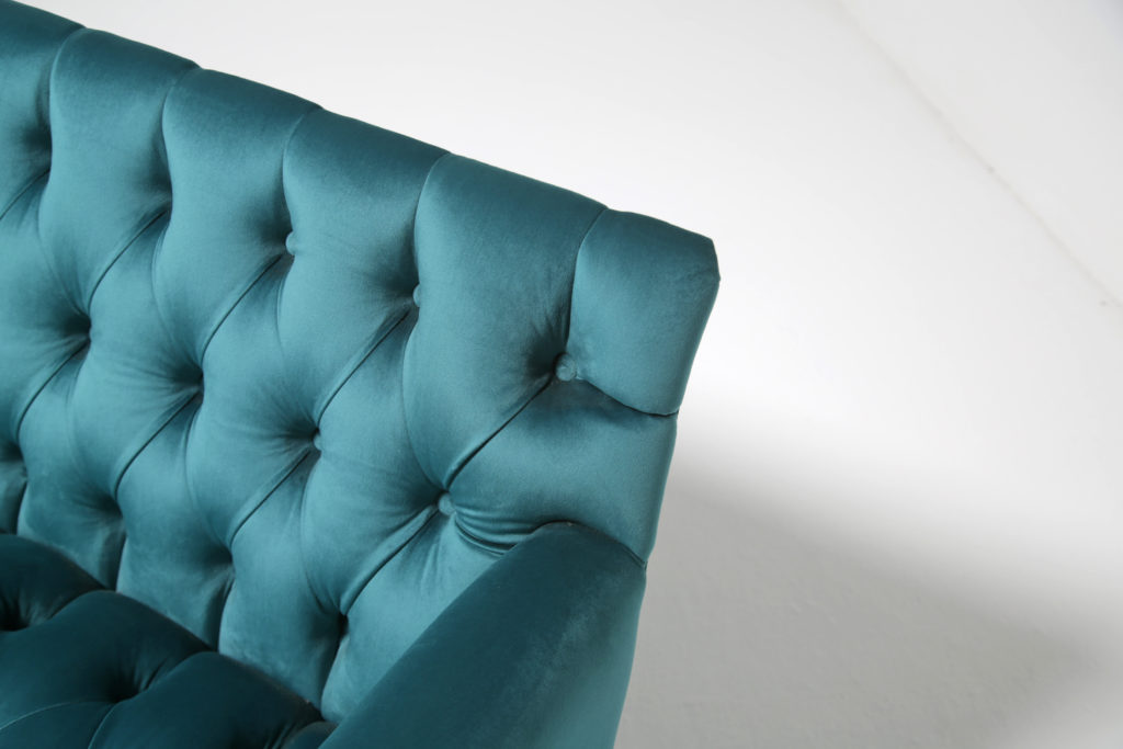 Vintage Teal Velvet Sofa | Chesterfield Style | The Vintage Hub | Free ...