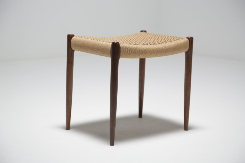 Vintage Walnut and Paper Cord Stool "Model 78A" by Niels Otto Moller ...