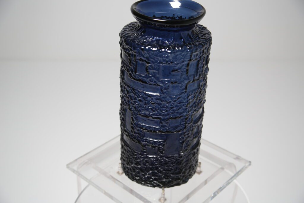 Vintage Brutalist Cobolt Blue Glass Floor Vase by Gote Augustsson ...