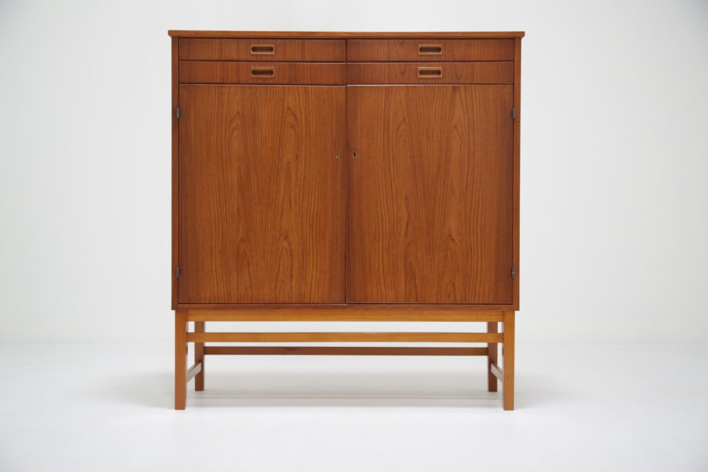Vintage Tall Swedish Teak Linen Cabinet | The Vintage Hub